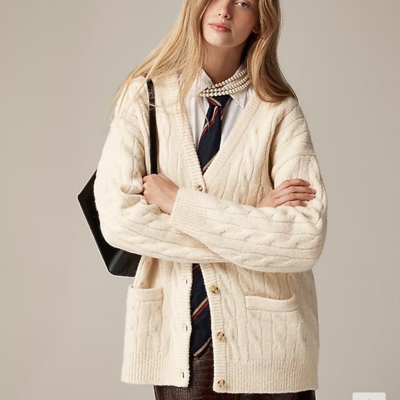Sweaters | Jcrew Relaxed Cableknit Cardigan Sweater Hthr Muslin Ml ...